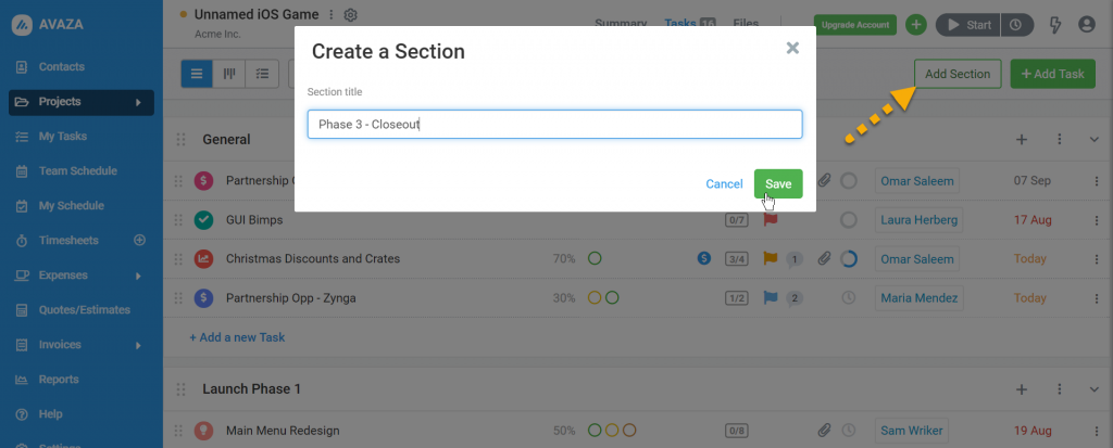 Getting Started with Projects - Avaza Support