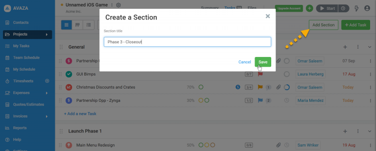 Getting Started with Projects - Avaza Support