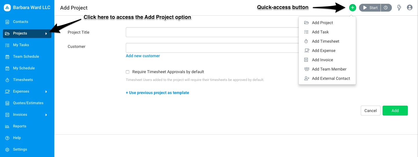 How Do I Create a Project? - Avaza Support