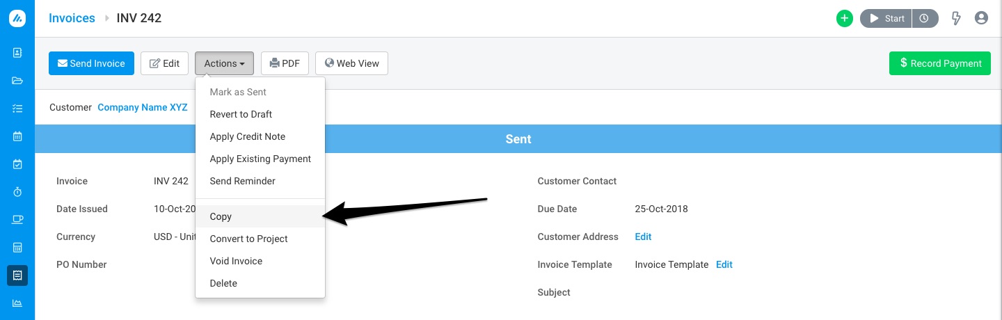 Can I Copy An Existing Invoice Avaza Support