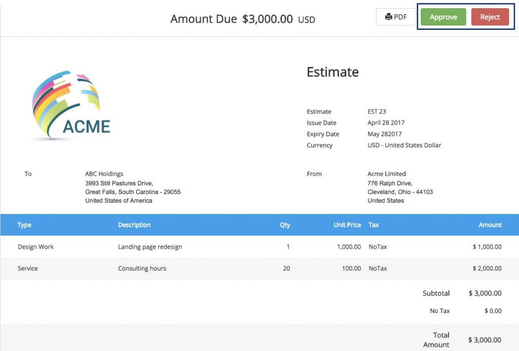 How Can My Customers Accept or Decline Estimates? – Avaza Support