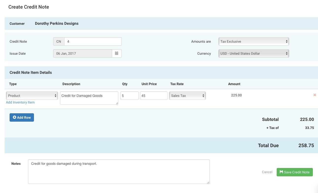Working with Credit Notes - Avaza Support