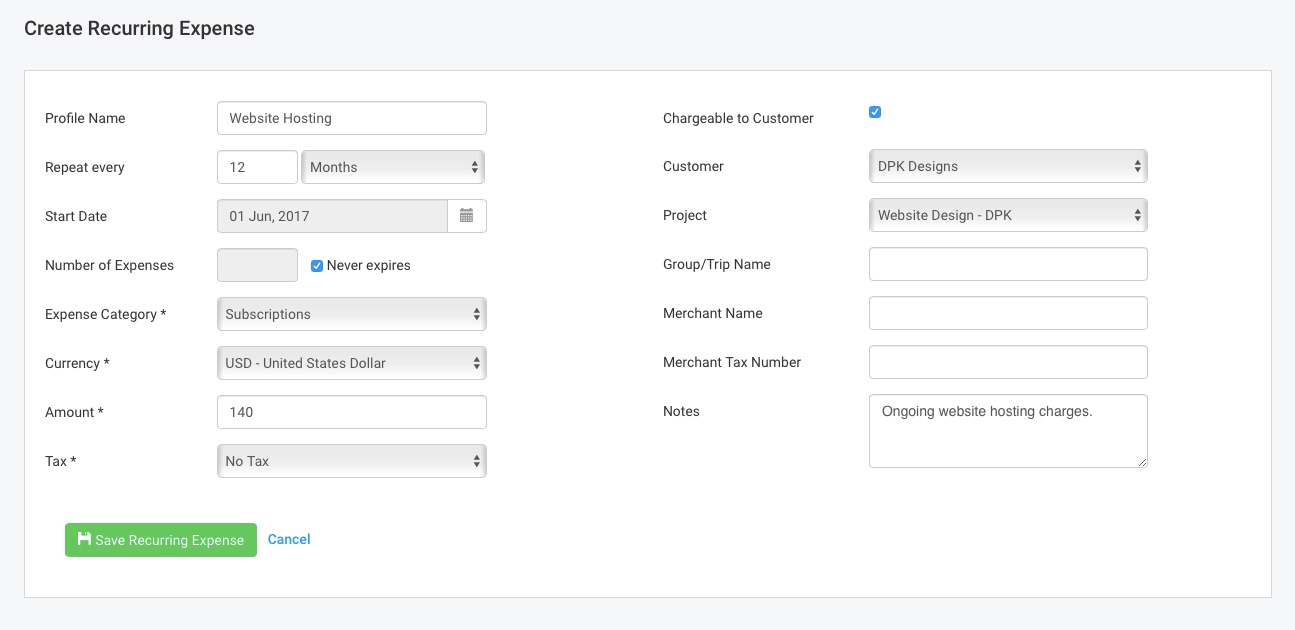 Recurring Expenses Guide