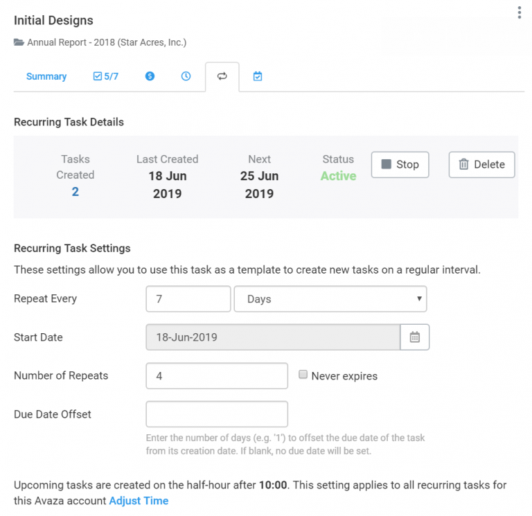 How Do I Set up Recurring Tasks? - Avaza Support