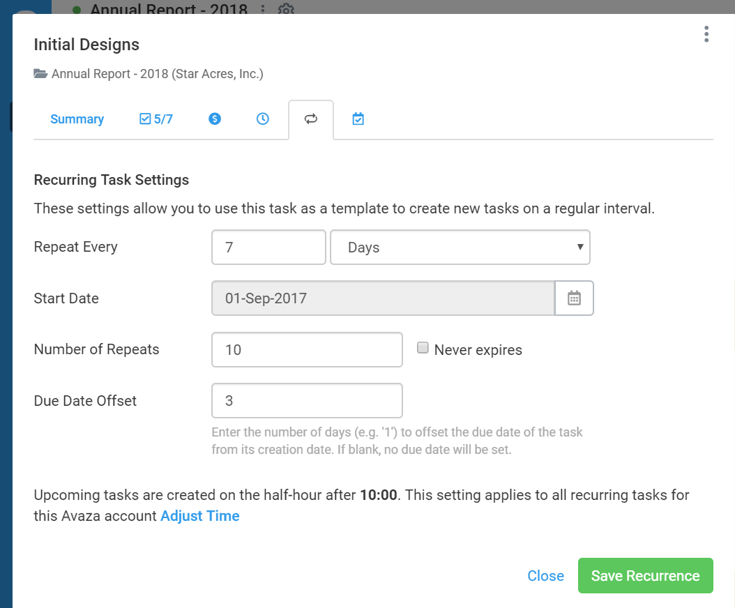 How Do I Set Up Recurring Tasks Avaza Support
