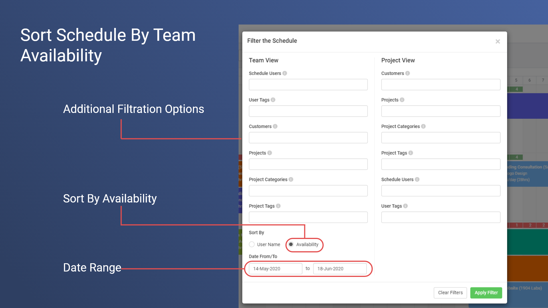How to sort the schedule by teams availability? – Avaza Support