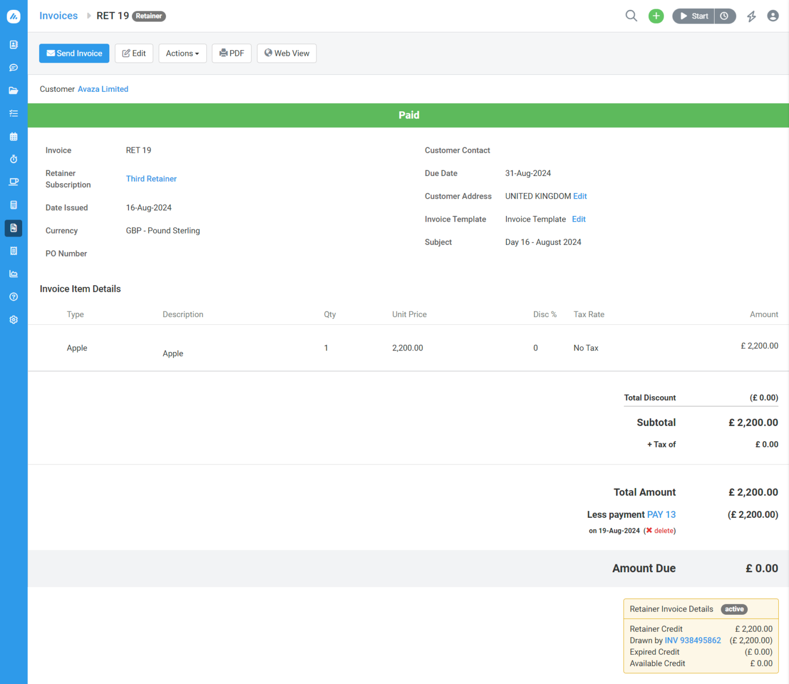 Retainer Subscriptions – Avaza Support