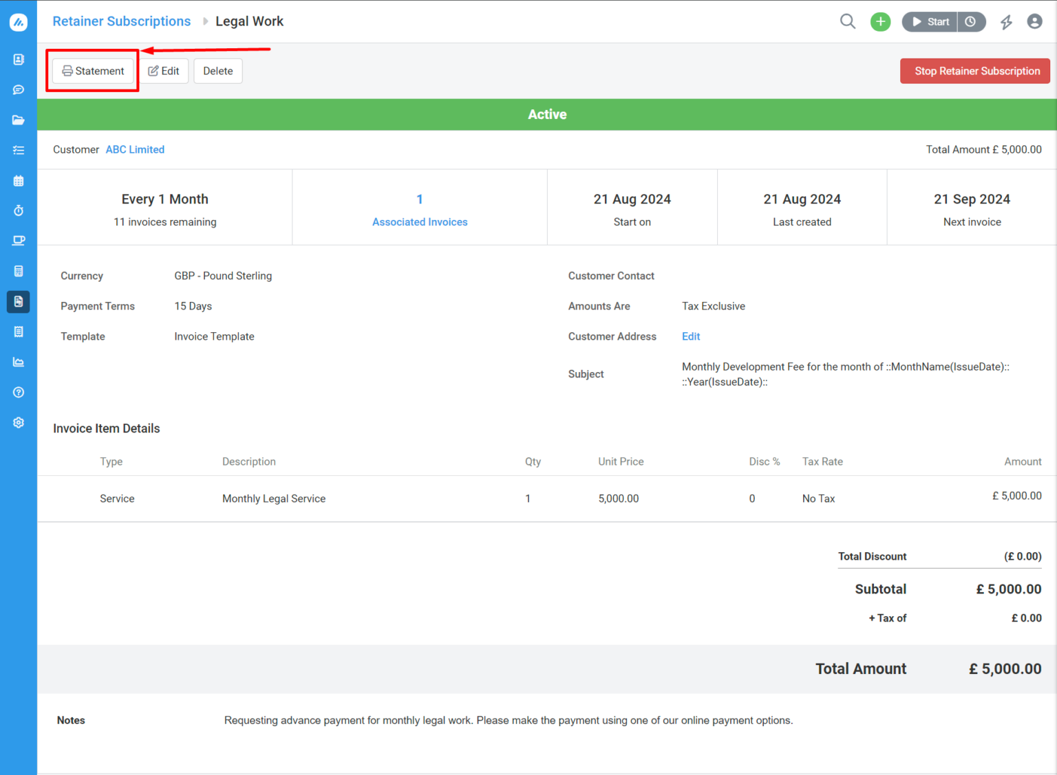 Retainer Subscriptions – Avaza Support